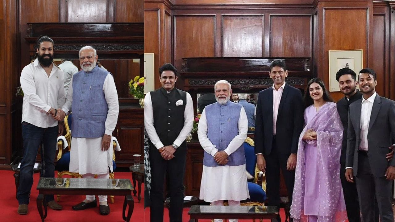 KGFના રોકીભાઈ અને PM Modi વચ્ચે મુલાકાત થઈ, ક્રિક્રેટરો સાથે પણ કરી ...