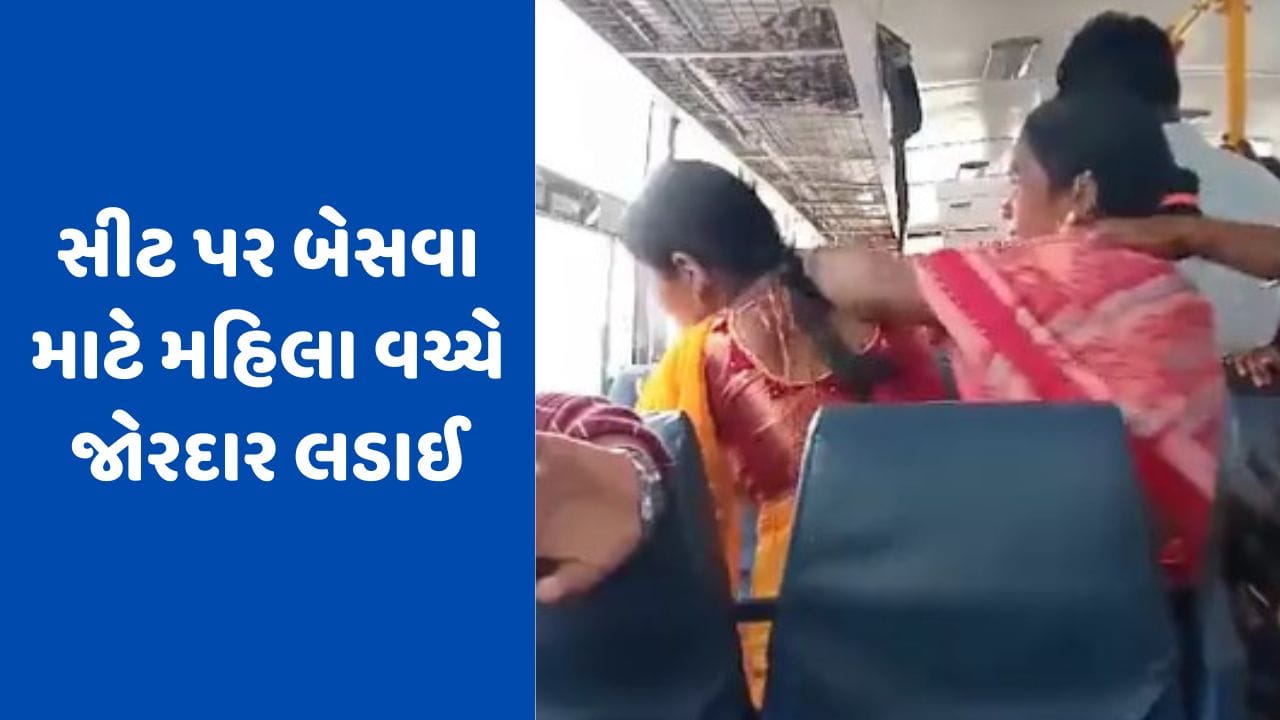 Viral Video: બસમાં સીટ માટે મહિલાઓ વચ્ચે છુટ્ટા હાથની મારામારી અને લાફાબાજી, વાળ ખેંચ્યા જુઓ ...