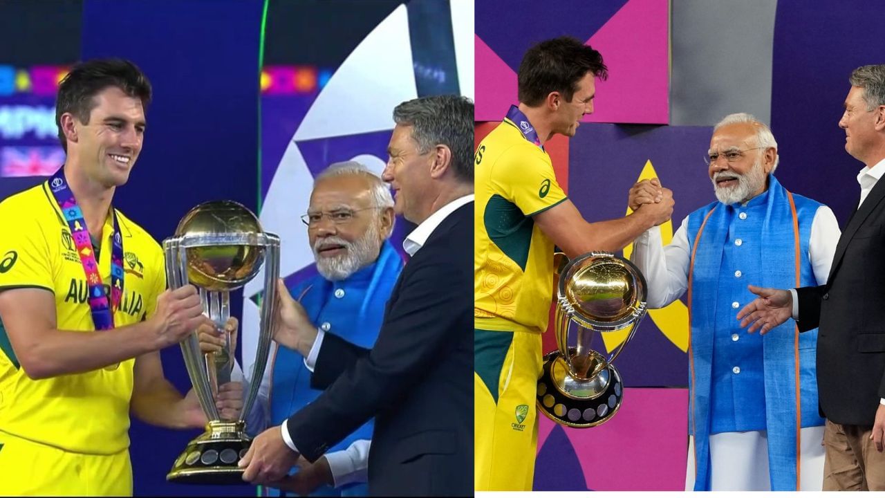 વિશ્વ વિજેતા ઓસ્ટ્રેલિયાના હાથમાં PM નરેન્દ્ર મોદીએ થમાવી ટ્રોફી, આપ્યા ...