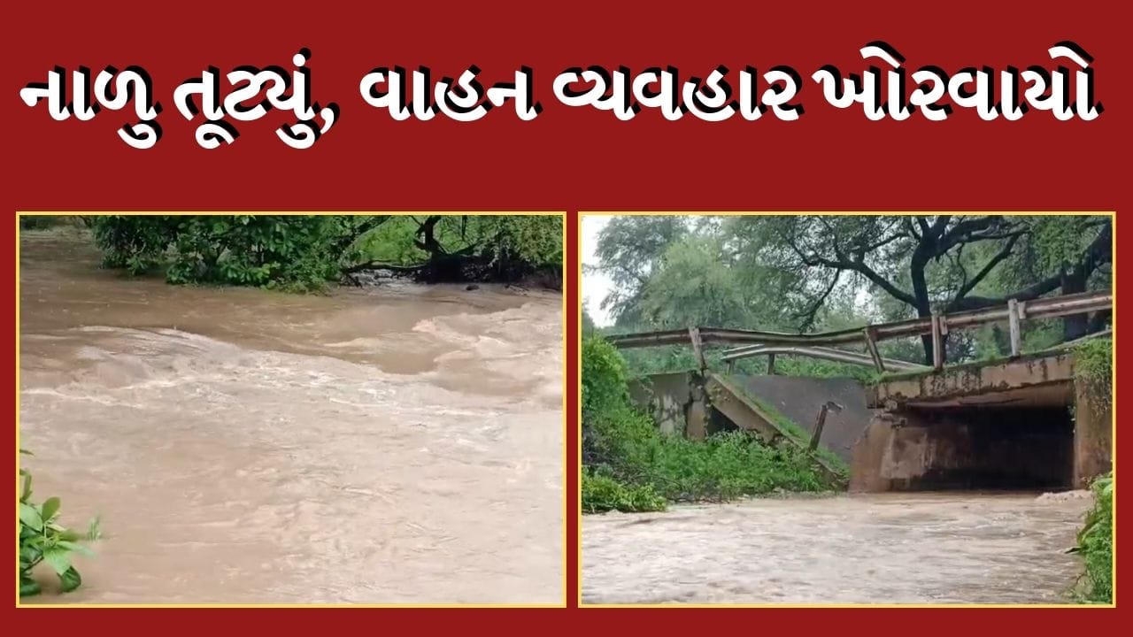 Vadodara Rain : શિનોરના દિવેરથી મઢી તરફ જવાનું નાળુ તૂટ્યું, વાહન ...