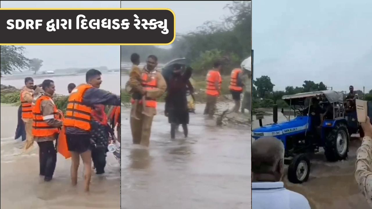 જામનગર : બાલંભા ગામે પાણીમાં ફસાયેલા 83 લોકોનું SDRF દ્વારા દિલધડક ...