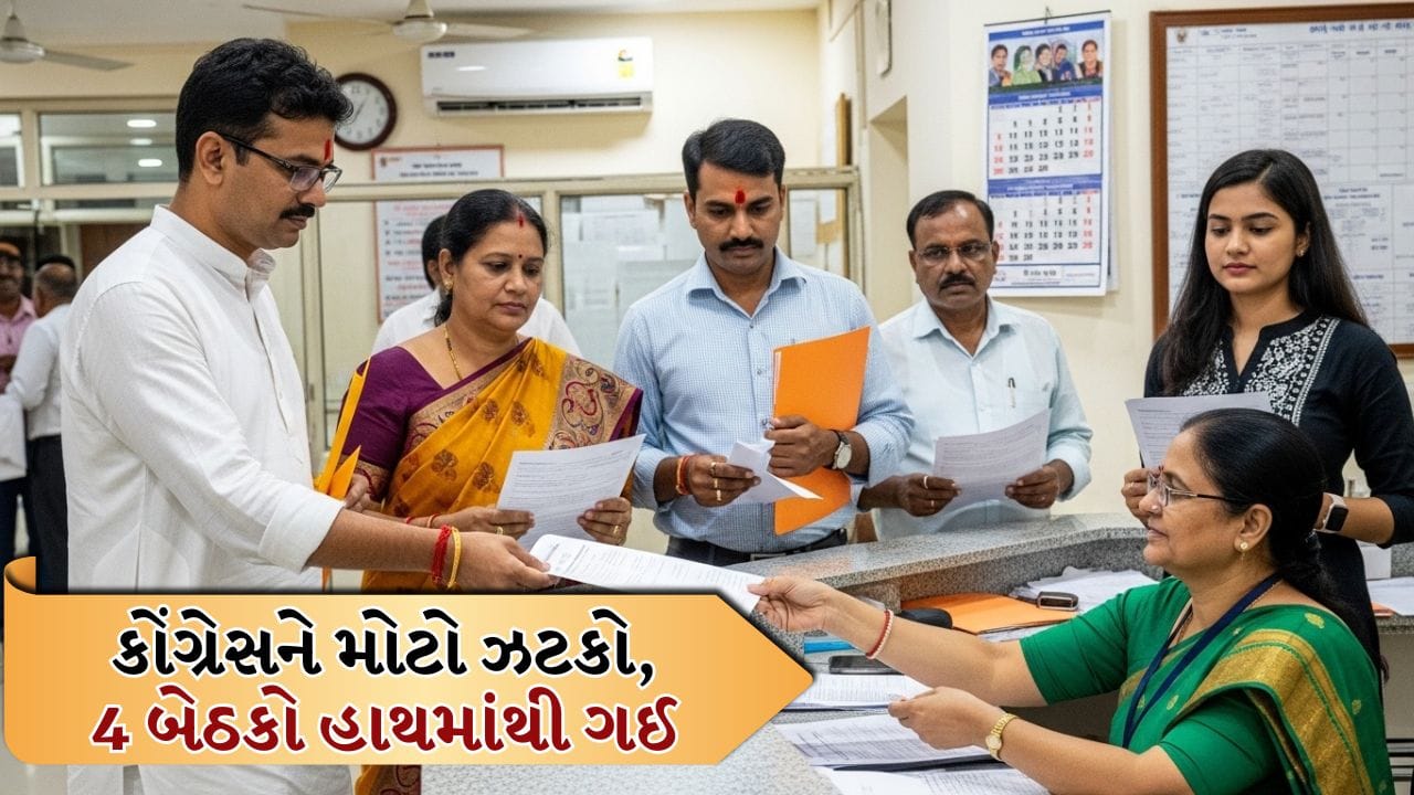 Breaking News: અમદાવાદ મનપા ચૂંટણી પહેલા કોંગ્રેસને મોટો ઝટકો, 4 બેઠકો ...